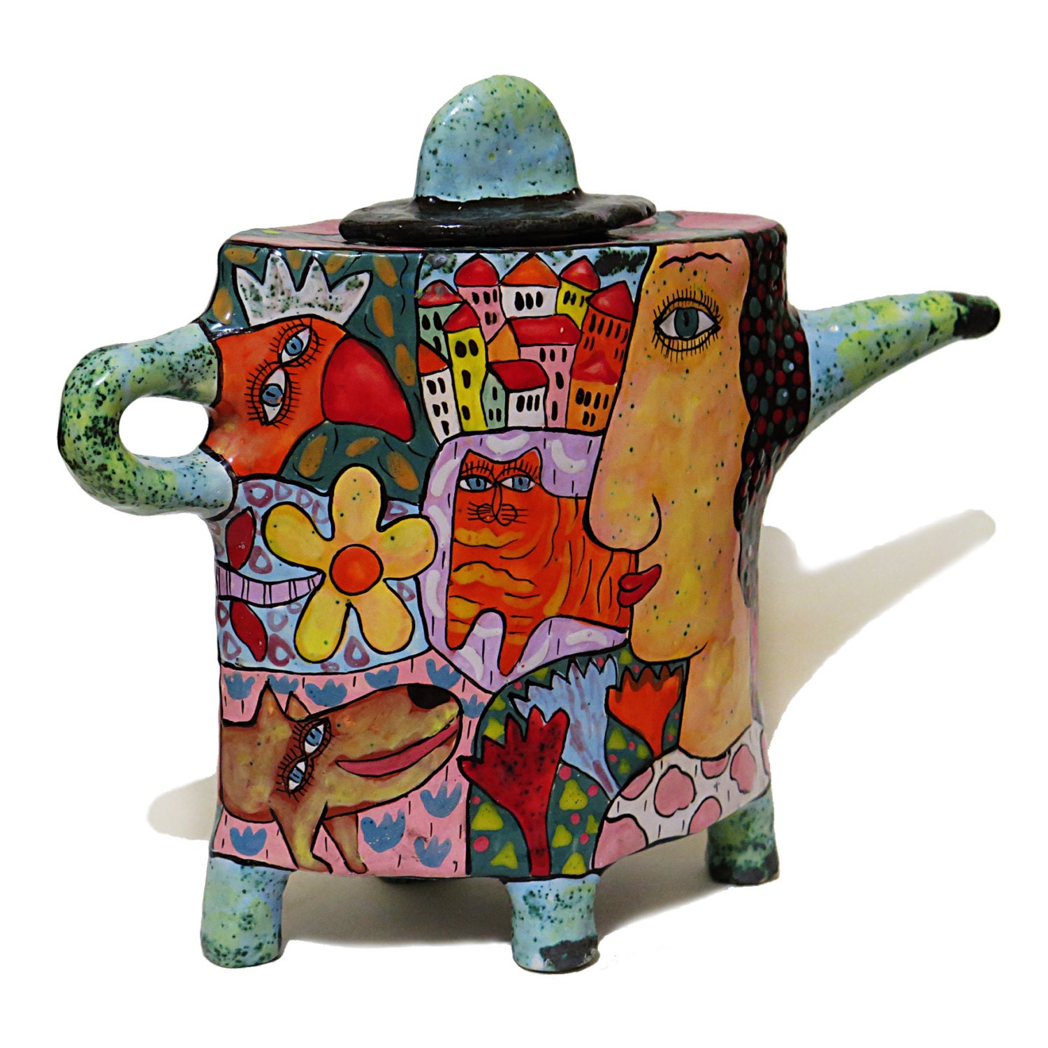 Ceramic Teapot, Teapot With Decor, Painted Teapot, Teapot a Decorated ...
