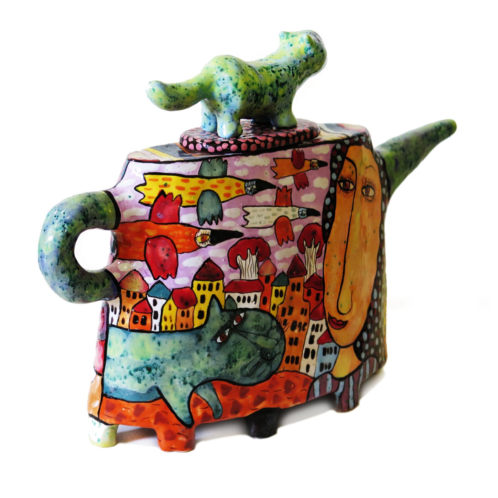 Kettle With a Cat, Teapot With a Cat, Kettle Cat, Teapot Cat, Cat in ...