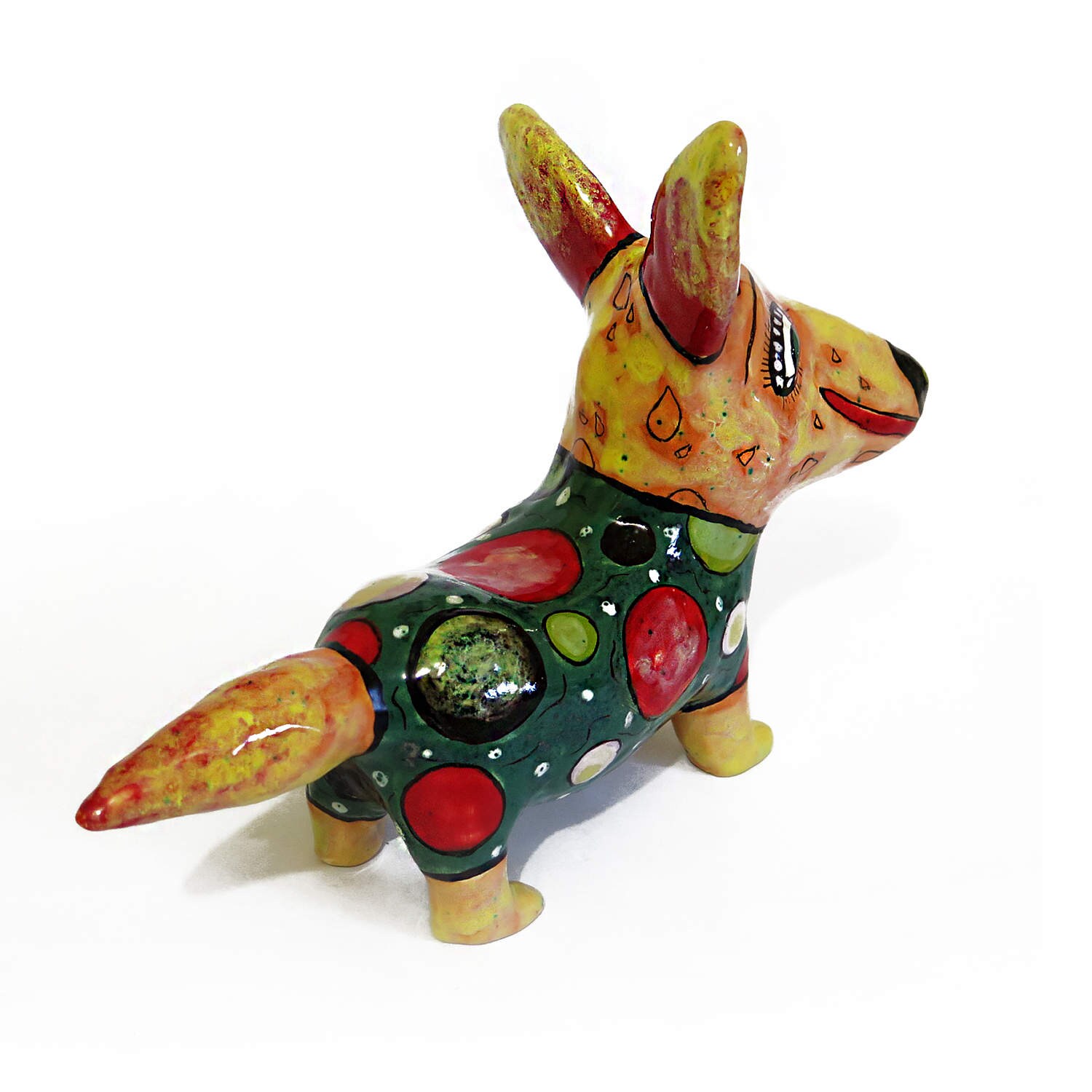 Dog Corgi Ceramic Figurine Miniature Dog Art Ceramic - Etsy