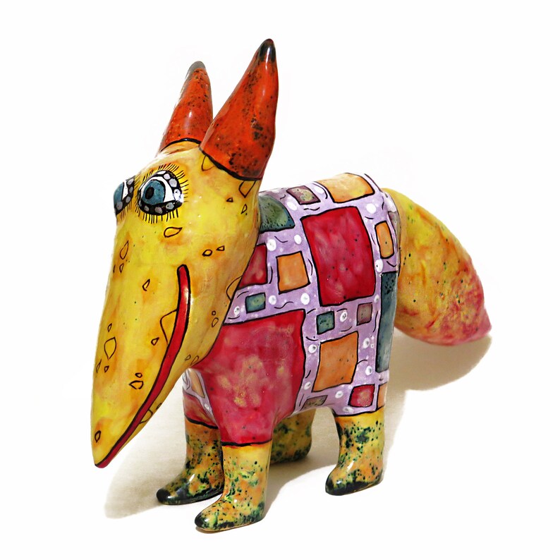 Ceramic Fox Ceramic Figurine Fox Small Fox Figurine Clay - Etsy