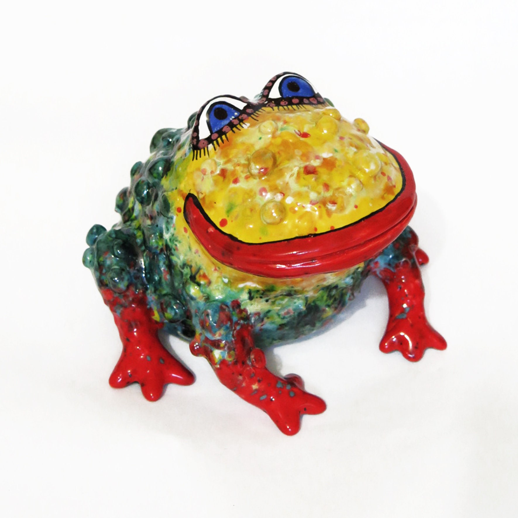 Warty Frog Ceramic Sculpture, Totem Animals Figurines, Cute Fat Toad ...