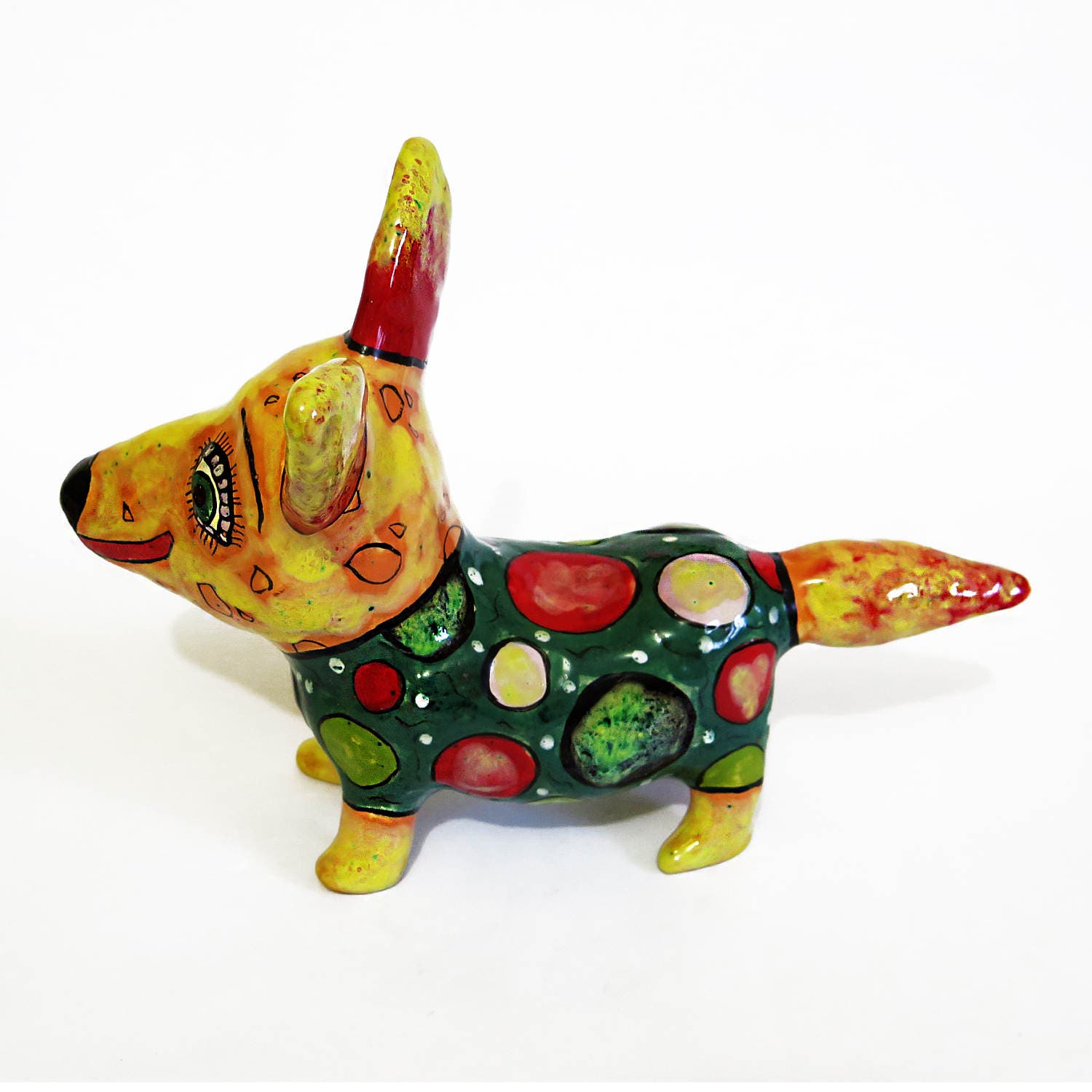 Dog Corgi Ceramic Figurine Miniature Dog Art Ceramic - Etsy