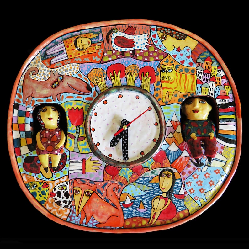 Ceramic Wall Clock Wall Clock Big Large Wall Clock Colorful - Etsy