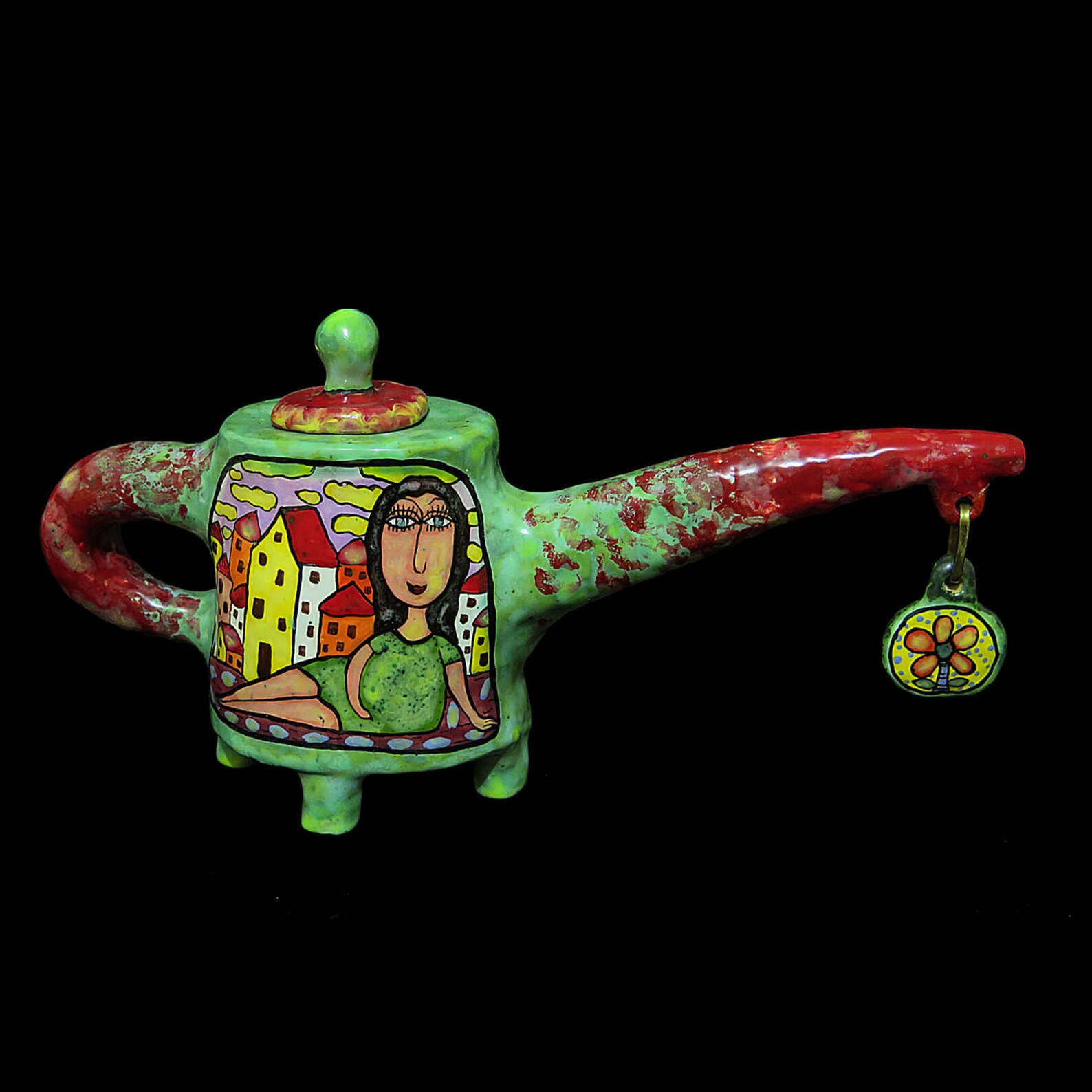 Ceramic Teapot Kitchen Decor, Glaze Painting, Teapot With Decor ...