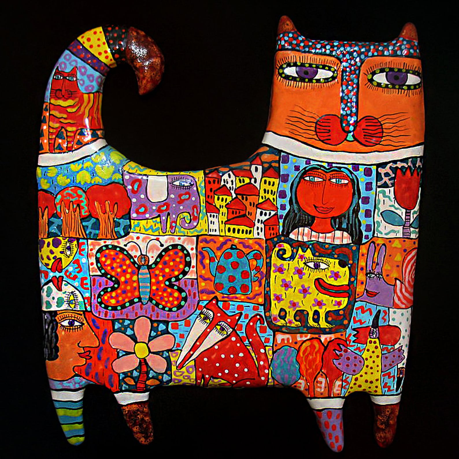 Cat Ceramic Panels, Cat Ceramic Sculpture, Large Cat Ceramic Wall ...