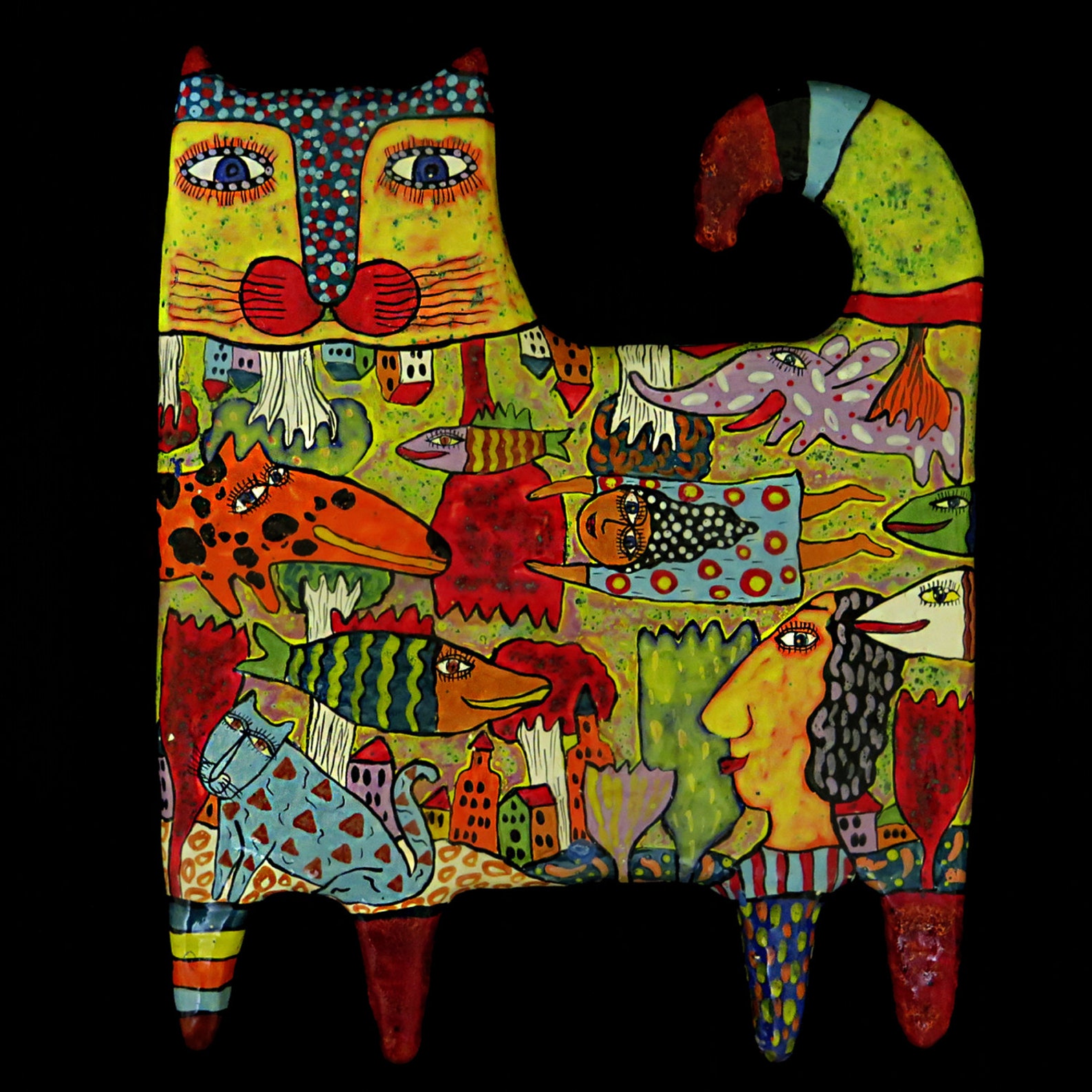 Cat Ceramic Panels, Cat Ceramic Sculpture, Large Cat Ceramic Wall ...