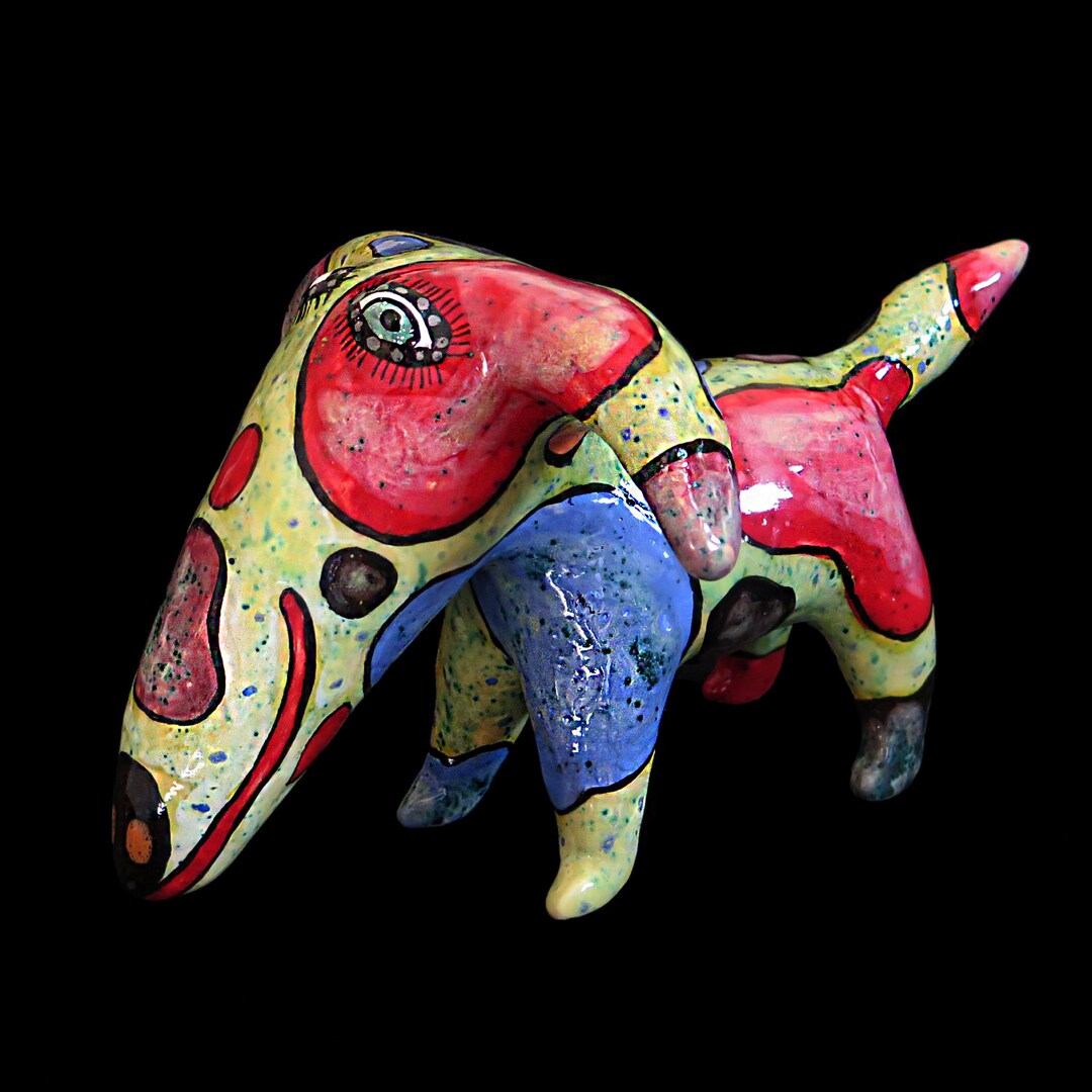 Dog Miniature Art Ceramic Sculpture, Pottery Dog, Ceramic Dog, Dog ...