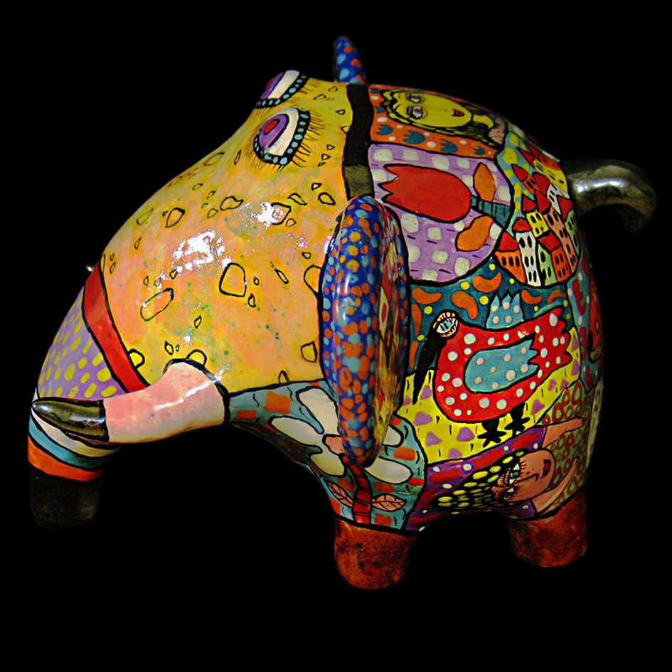 Elephant Figurine Ceramic Elephant Clay Elephant Ceramic - Etsy