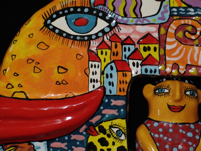 Large Ceramic Wall Panel Fish Colorful Big Fish Big Fish - Etsy