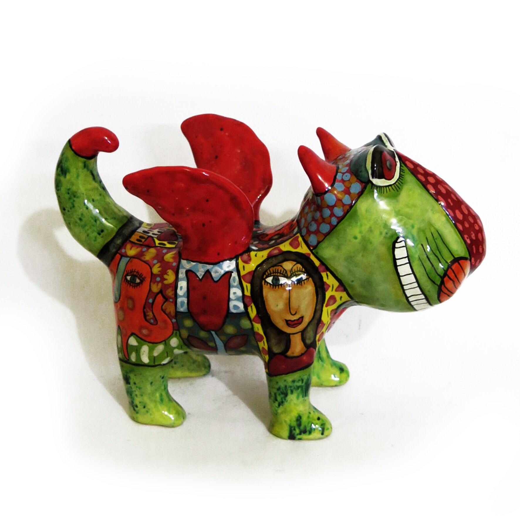 Winged Cat Sculpture Mythical Creature Flying Cat-dragon - Etsy