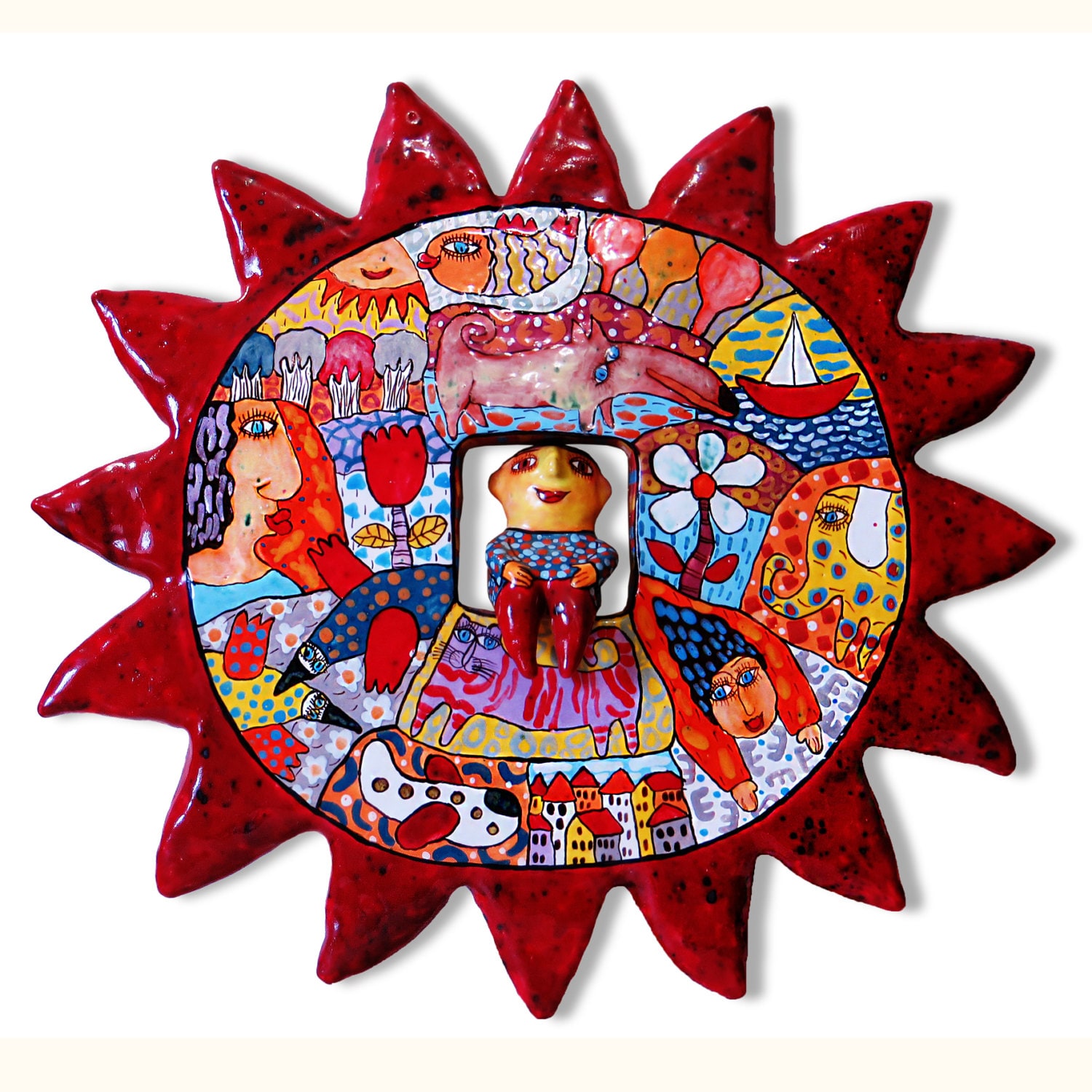 Sun Wall Panel Ceramic Sun Ceramic Star Star Wall Panel - Etsy