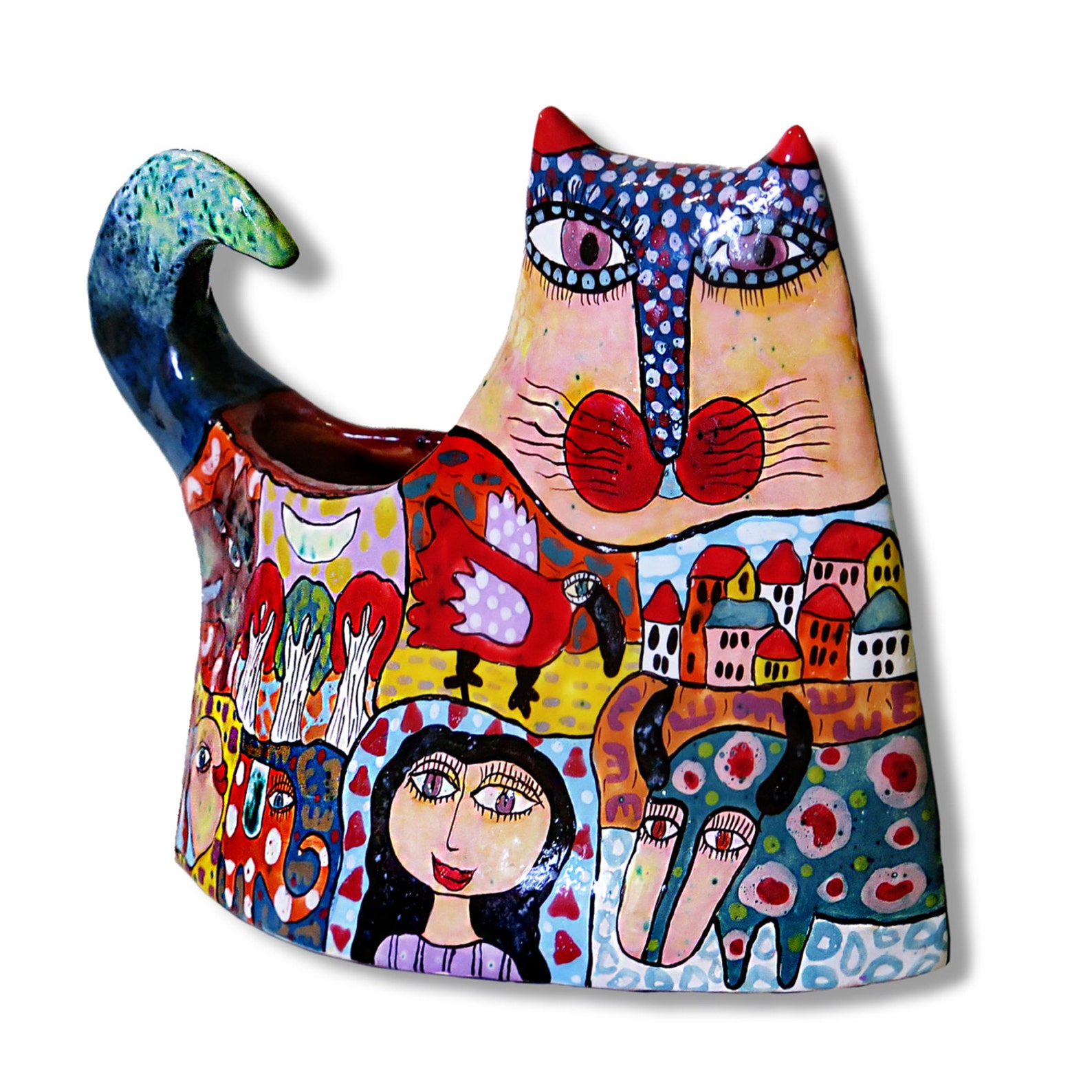 Cat Vase, Vase Cat, Vase in the Form of a Cat, Cat Sculpture, Vase With ...