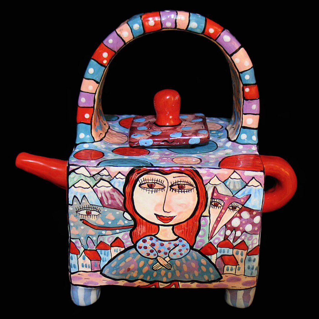 Hand-painted Teapot, See 3D Video in the Product Description, Large ...