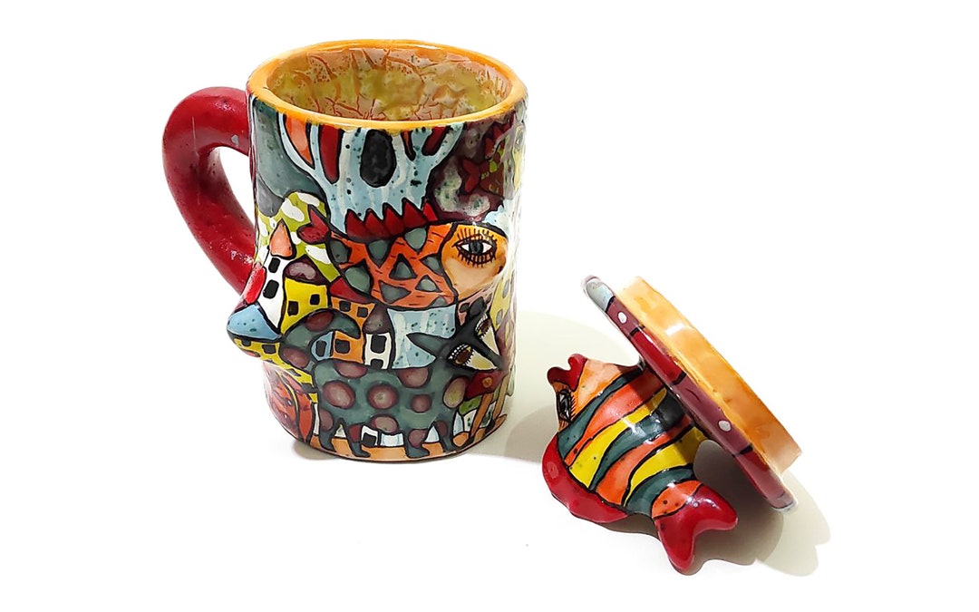 Large Hand-painted Mug 0,5 L, Cup for Tea, Beer, Drinks, Ceramic Cup ...