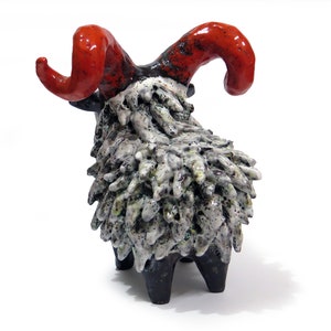 Cute Big-horned Ram - Ceramic Sculpture Covered With Glazes Using the ...