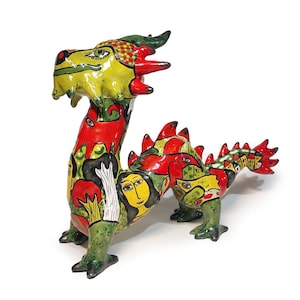 Large Hand Painted Rainbow Dragon, Porcelain Ceramic Clay Dragon ...