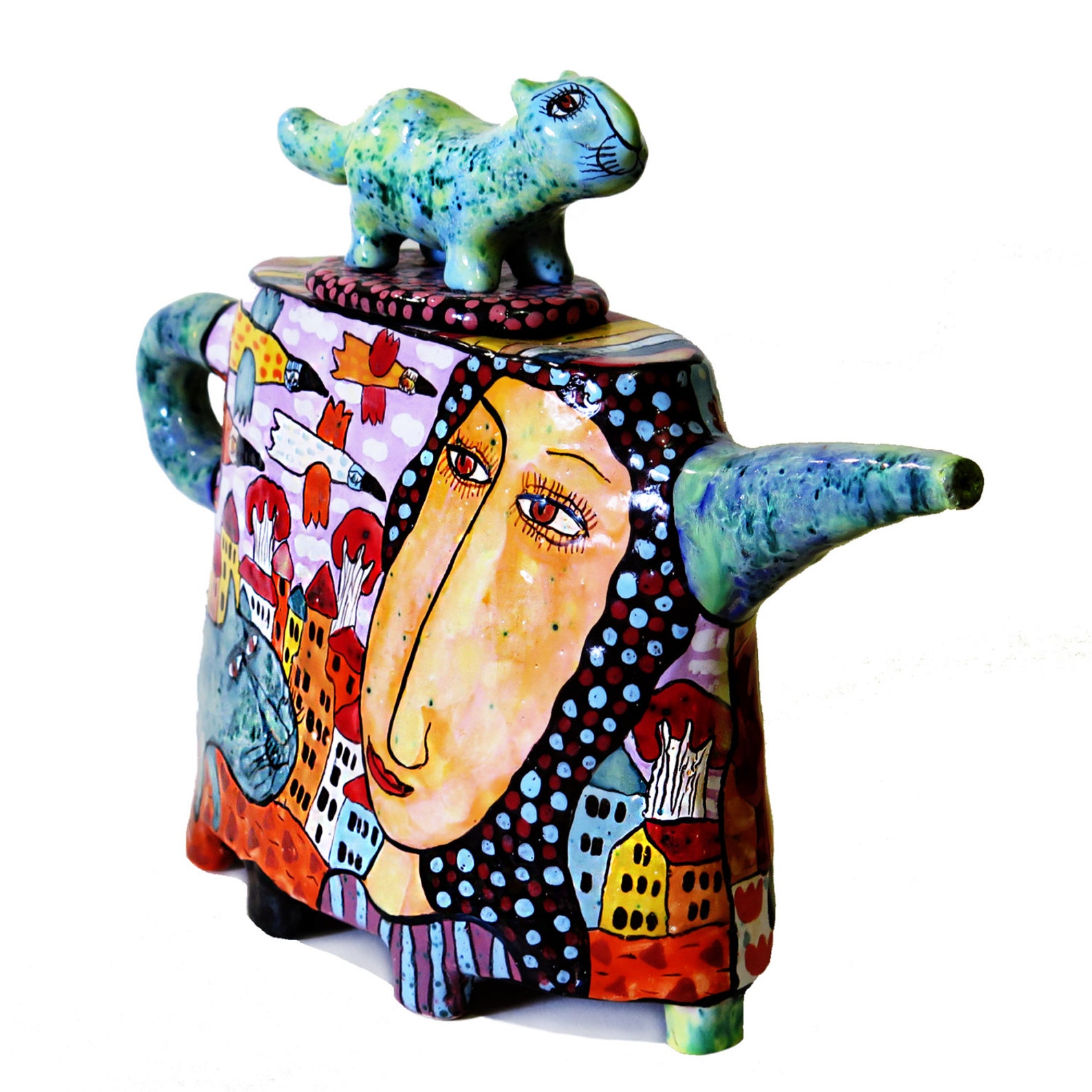 Kettle With a Cat, Teapot With a Cat, Kettle Cat, Teapot Cat, Cat in ...