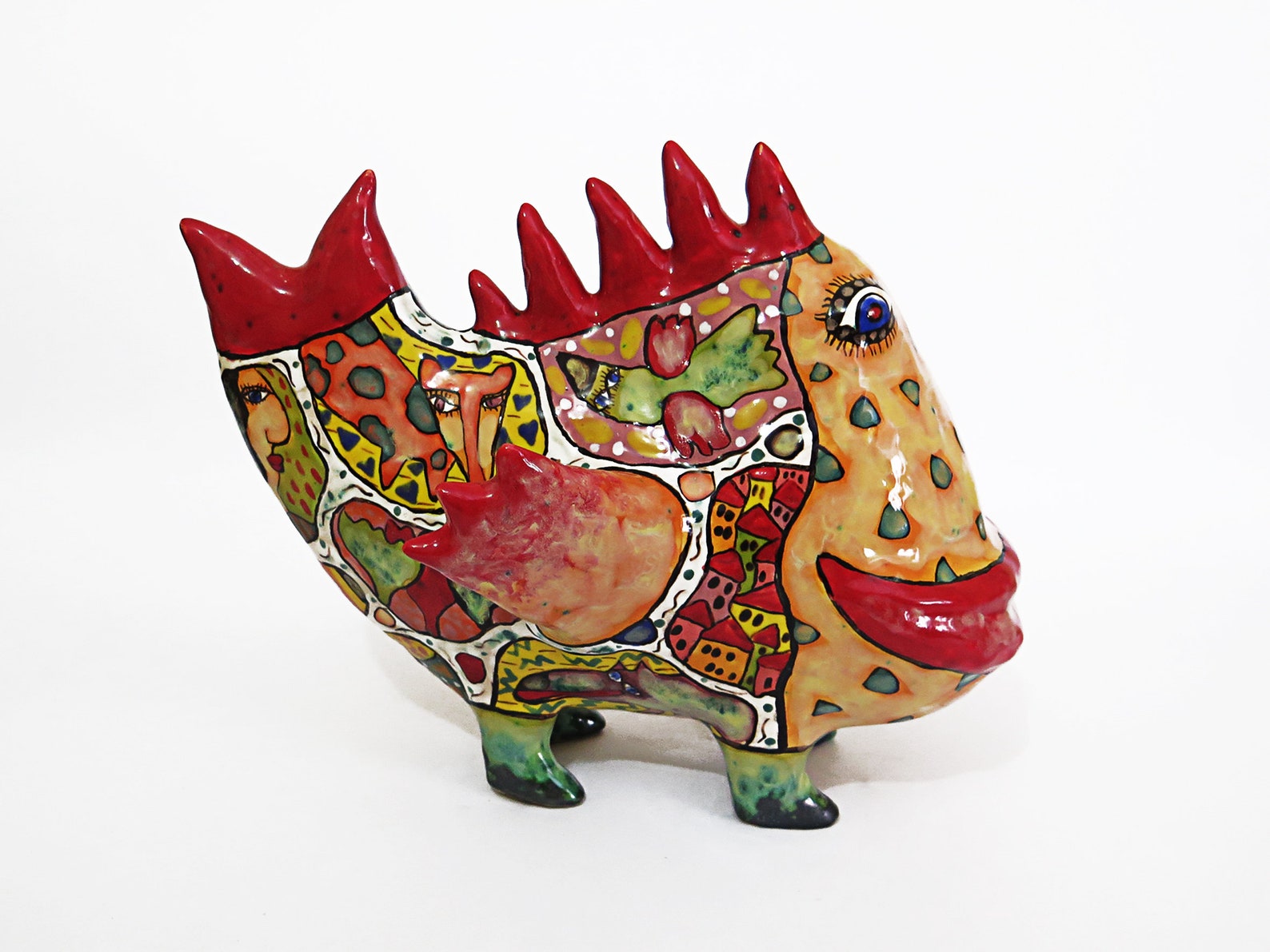 Big Fish Ceramic Sculpture Whimsical Fish Figurine - Etsy