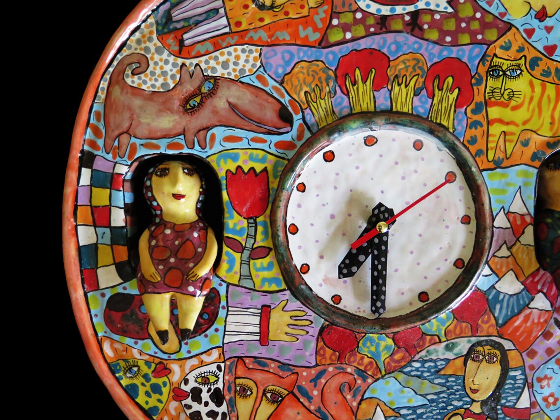 Ceramic Wall Clock Wall Clock Big Large Wall Clock Colorful - Etsy