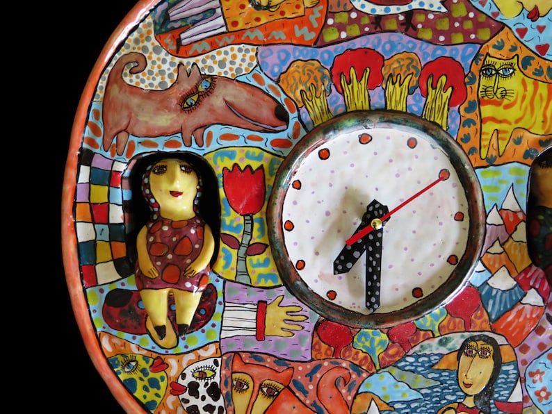 Ceramic Wall Clock Wall Clock Big Large Wall Clock Colorful - Etsy