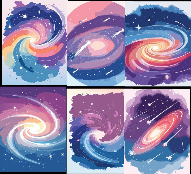 Galaxy Watercolor Clipart | Cosmic Spiral Nebula Digital EPS | Outer ...