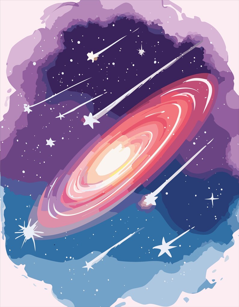 Galaxy Watercolor Clipart | Cosmic Spiral Nebula Digital EPS | Outer ...