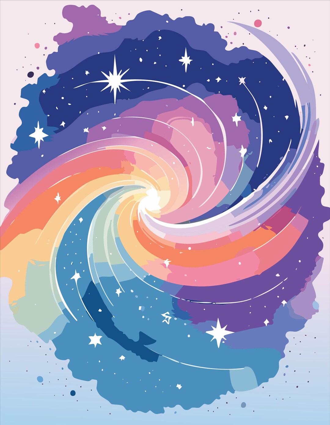 Galaxy Watercolor Clipart | Cosmic Spiral Nebula Digital EPS | Outer ...