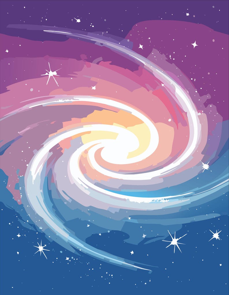 Galaxy Watercolor Clipart | Cosmic Spiral Nebula Digital EPS | Outer ...