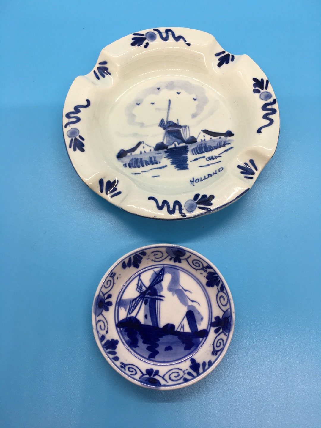 Delft Blue Holland Ashtray & Butter Pat Vintage - Etsy