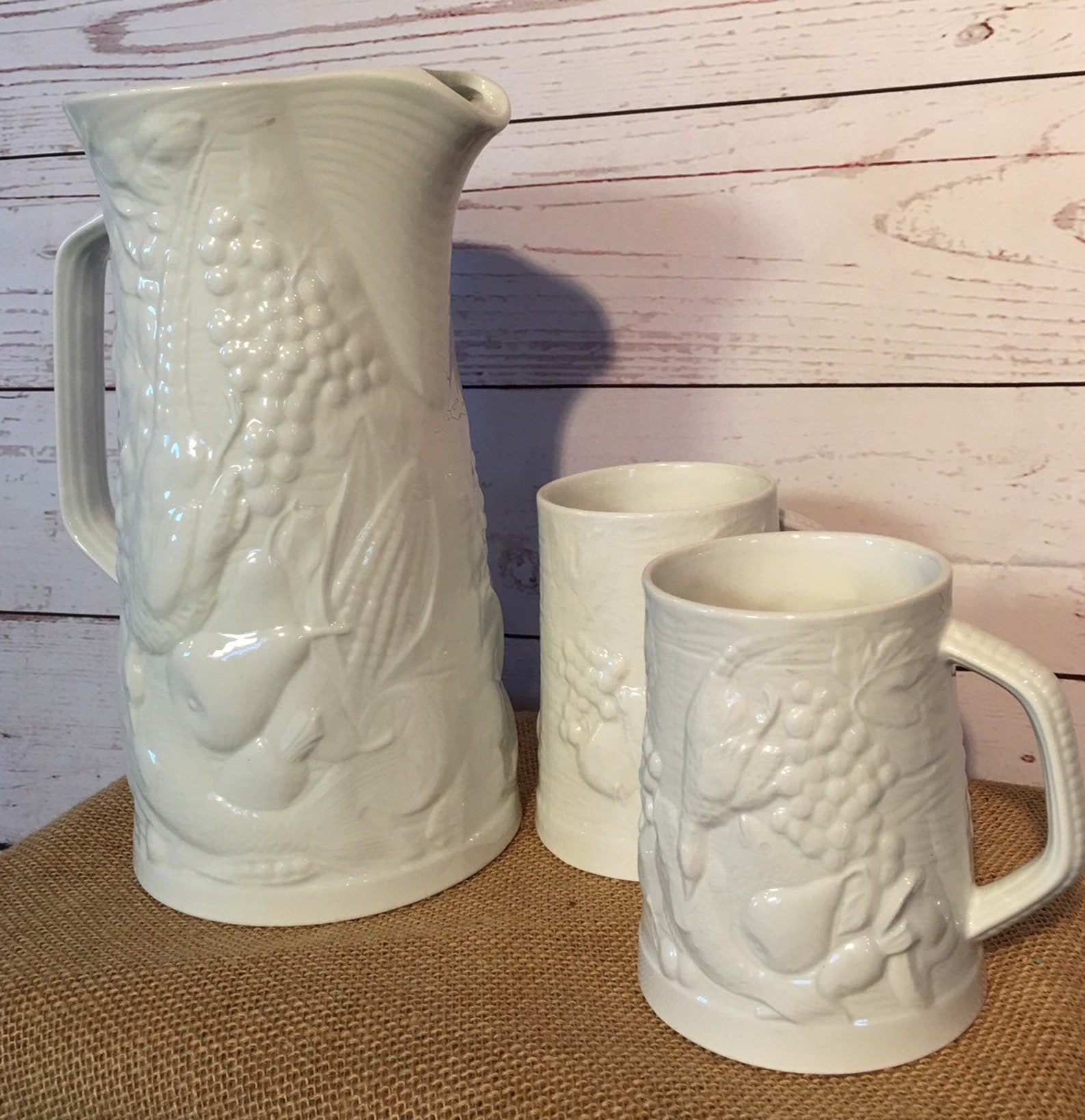 White Pontesa Ironstone Made in Spain-china Moda Pitcher & - Etsy