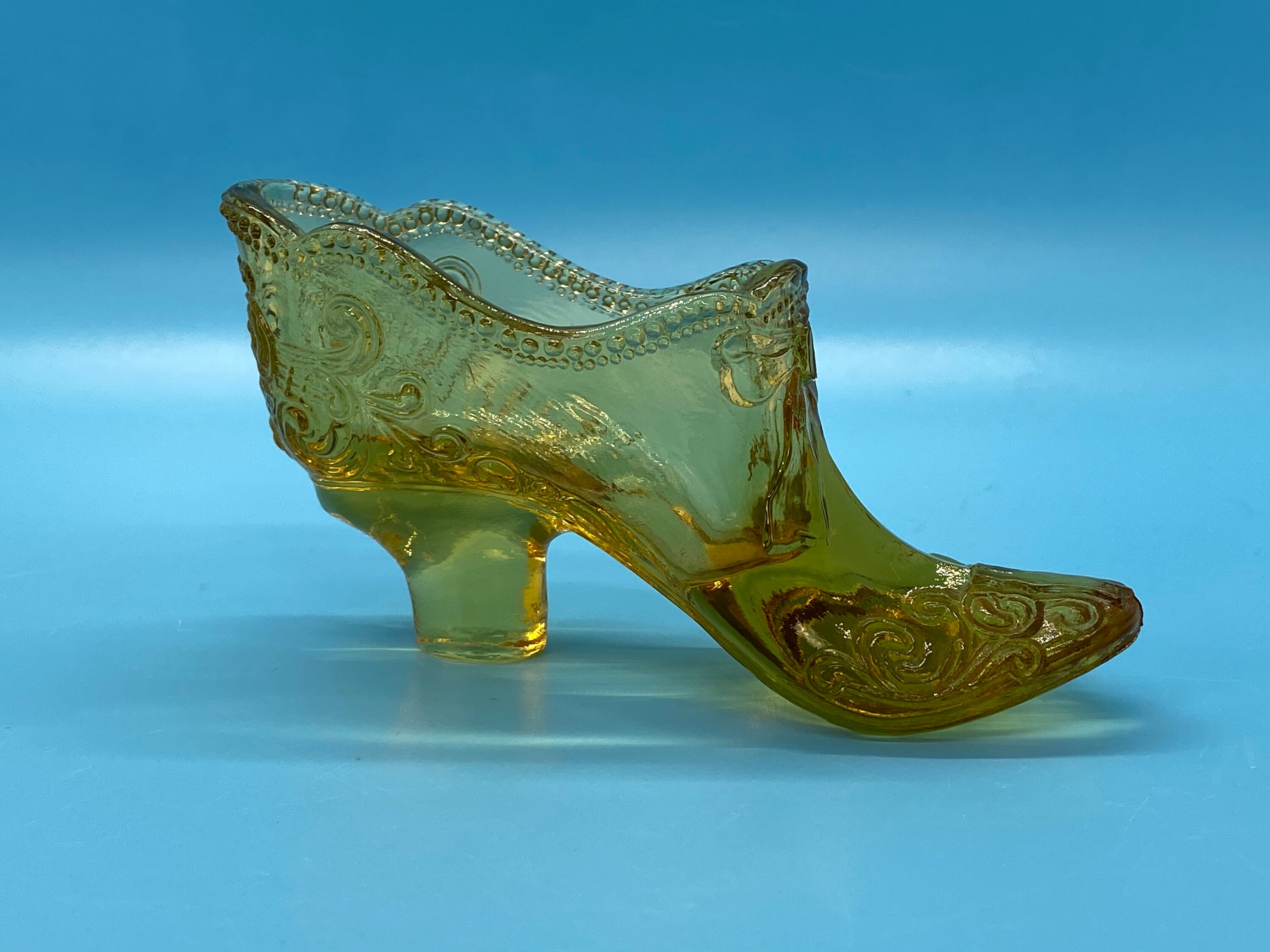 Fenton Amber Glass Shoe Etsy