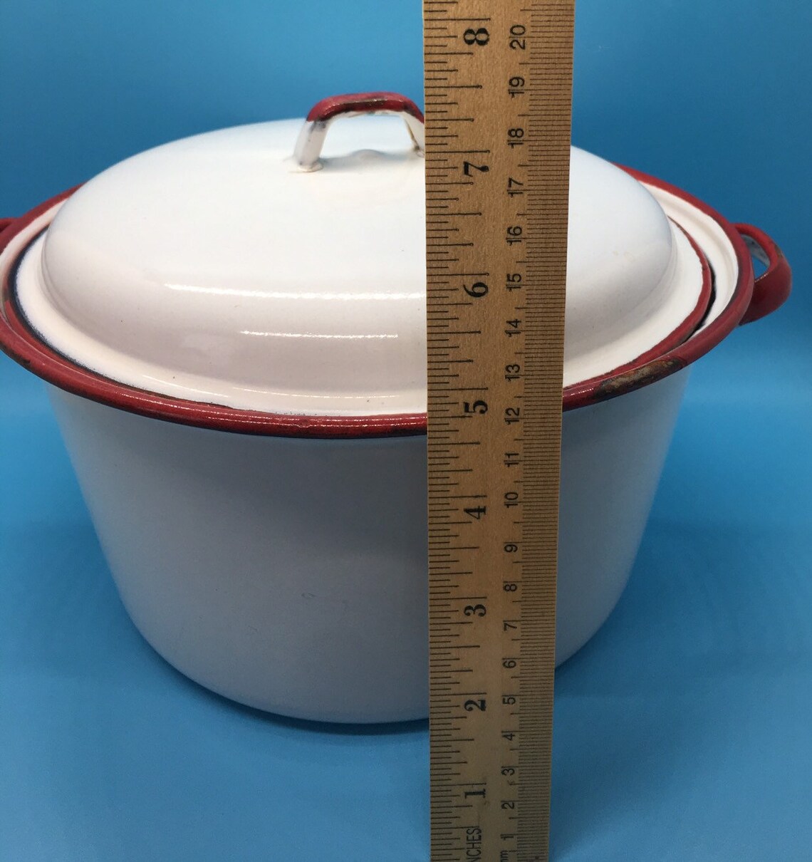 Vintage Enamelware Cooking Pot Red & White Enamelware | Etsy