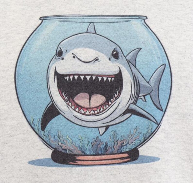 Thrasher the Shark in A Fish Bowl Ash Gray Pullover Hoodie Hooded ...