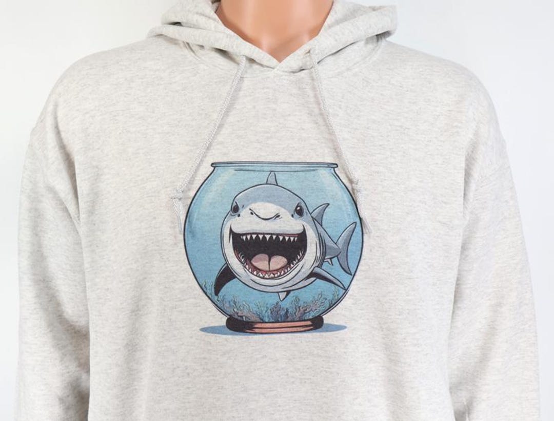 Thrasher the Shark in A Fish Bowl Ash Gray Pullover Hoodie Hooded ...