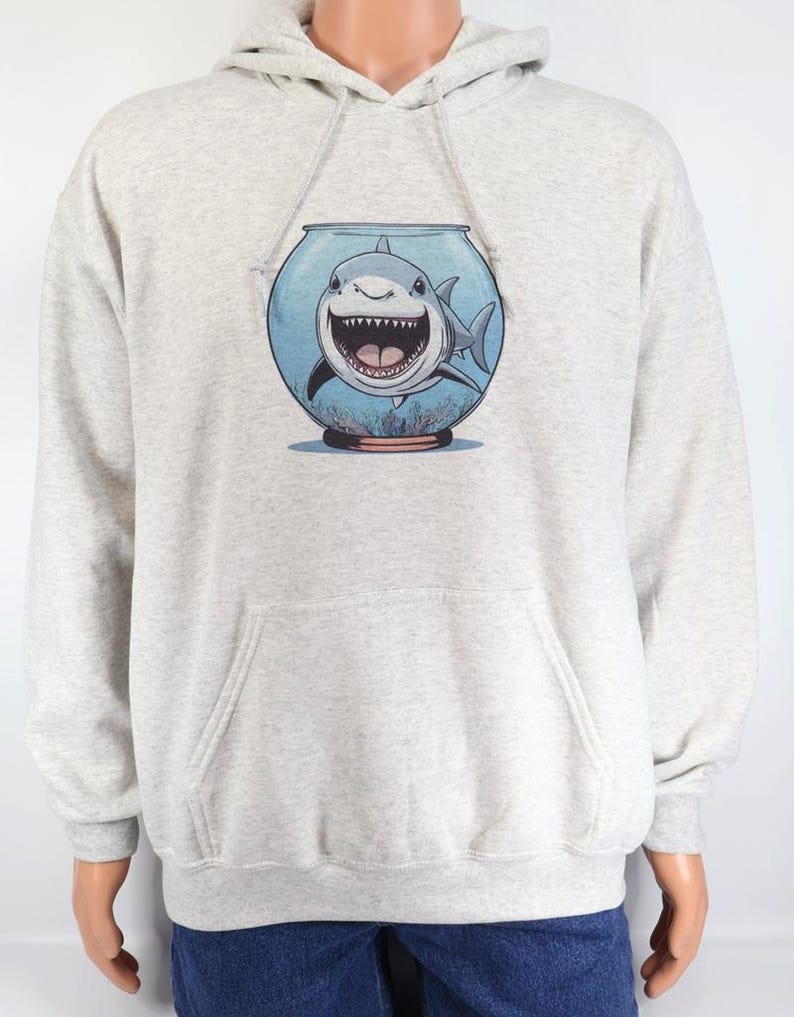Thrasher the Shark in A Fish Bowl Ash Gray Pullover Hoodie Hooded ...