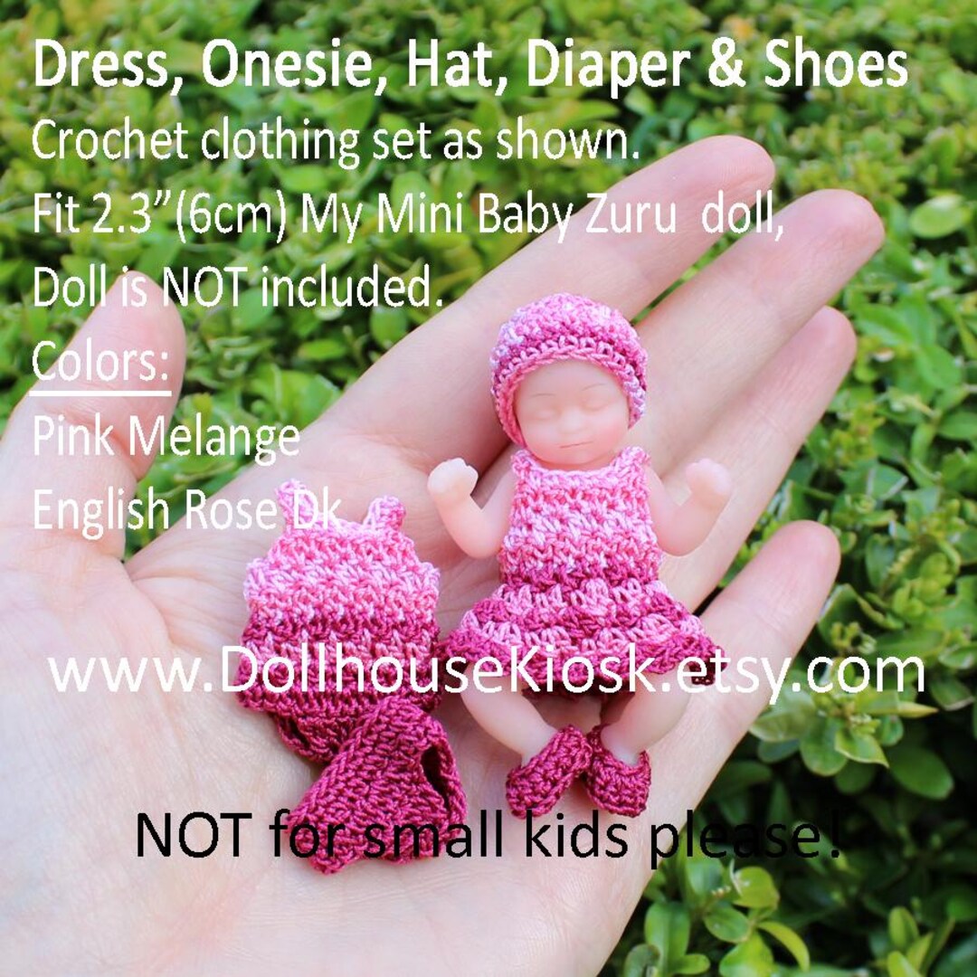 Clothes Set for Baby Doll – Crochet Dress, Onesie, Diaper, Hat ...