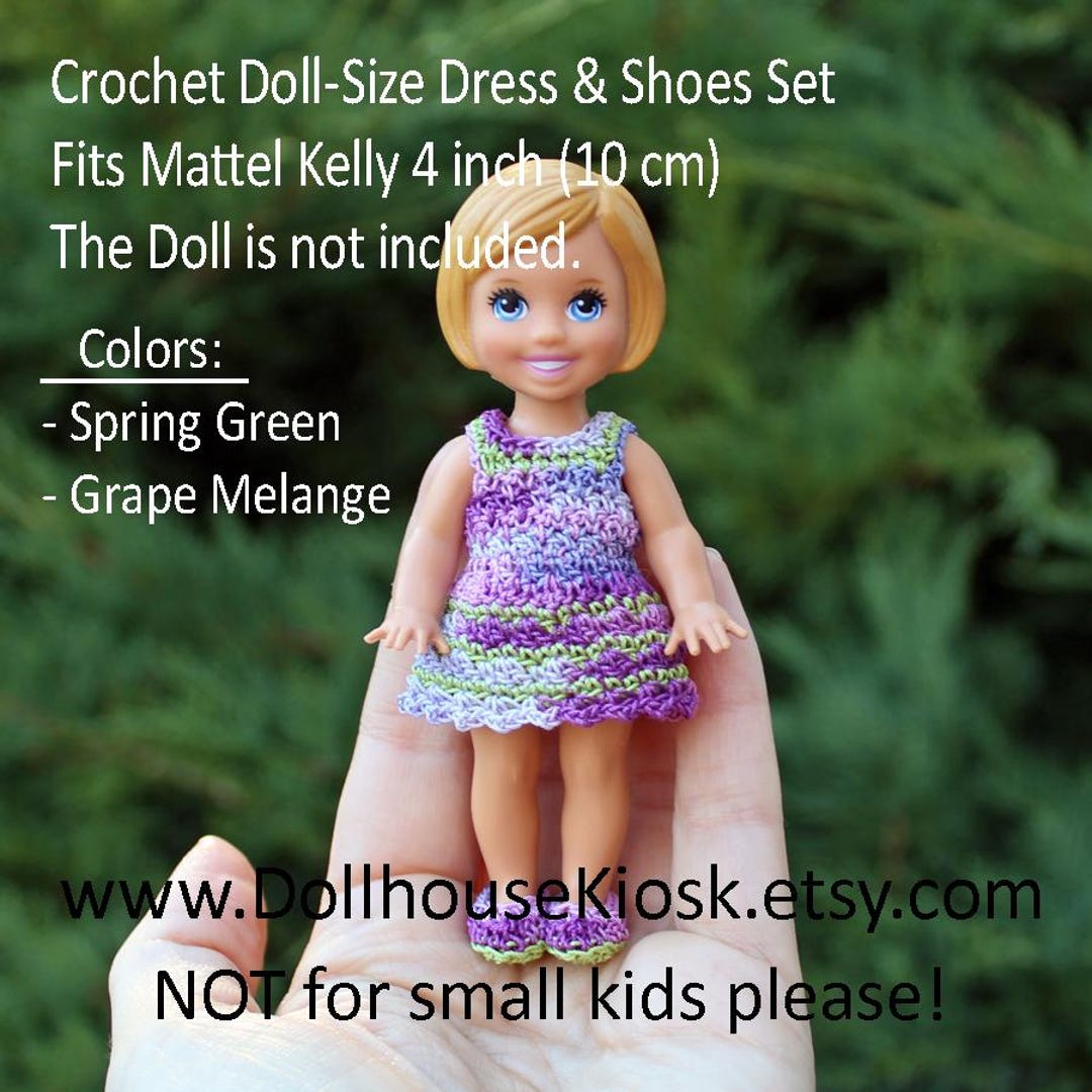 Crochet Dress and Shoes for 4-inch Dolls - Perfect Fit Size 11 Cm Dolls ...