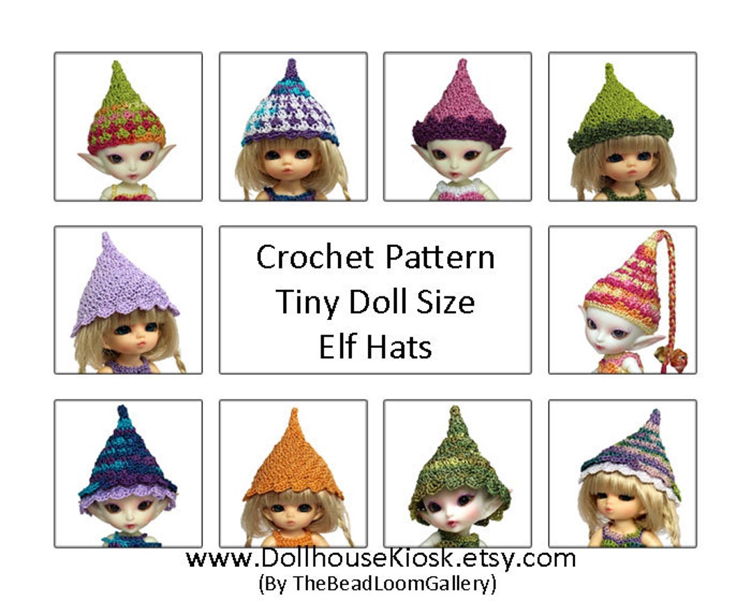 Crochet Pattern - Miniature Doll Size Elf Hats - Pukipuki / Realpuki ...