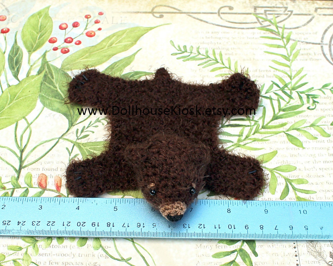 Made to Order - Dollhouse Miniature Knitted Bear Skin Blanket Rug ...
