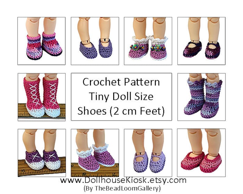 Crochet Pattern - Miniature Doll Size Shoes (2 Cm Feet) - Pukifee Size ...