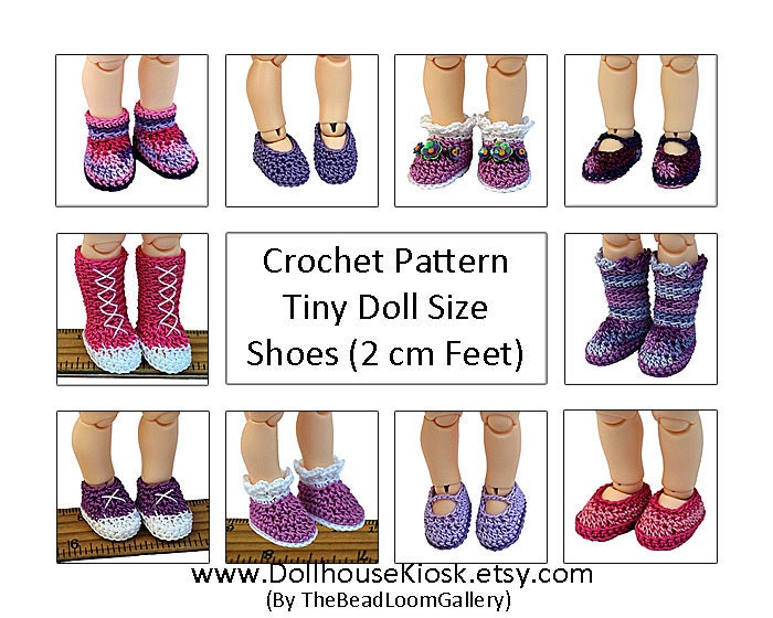 Crochet Pattern - Miniature Doll Size Shoes (2 Cm Feet) - Pukifee Size ...