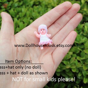 Mini Baby Doll Set as Shown - 1.25 Inch Baby Figurine, Dress & Hat ...