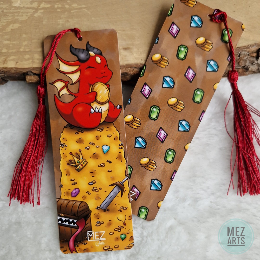 Treasure Dragon Bookmark | Fantasy and D&D Dungeons and Dragons - Etsy