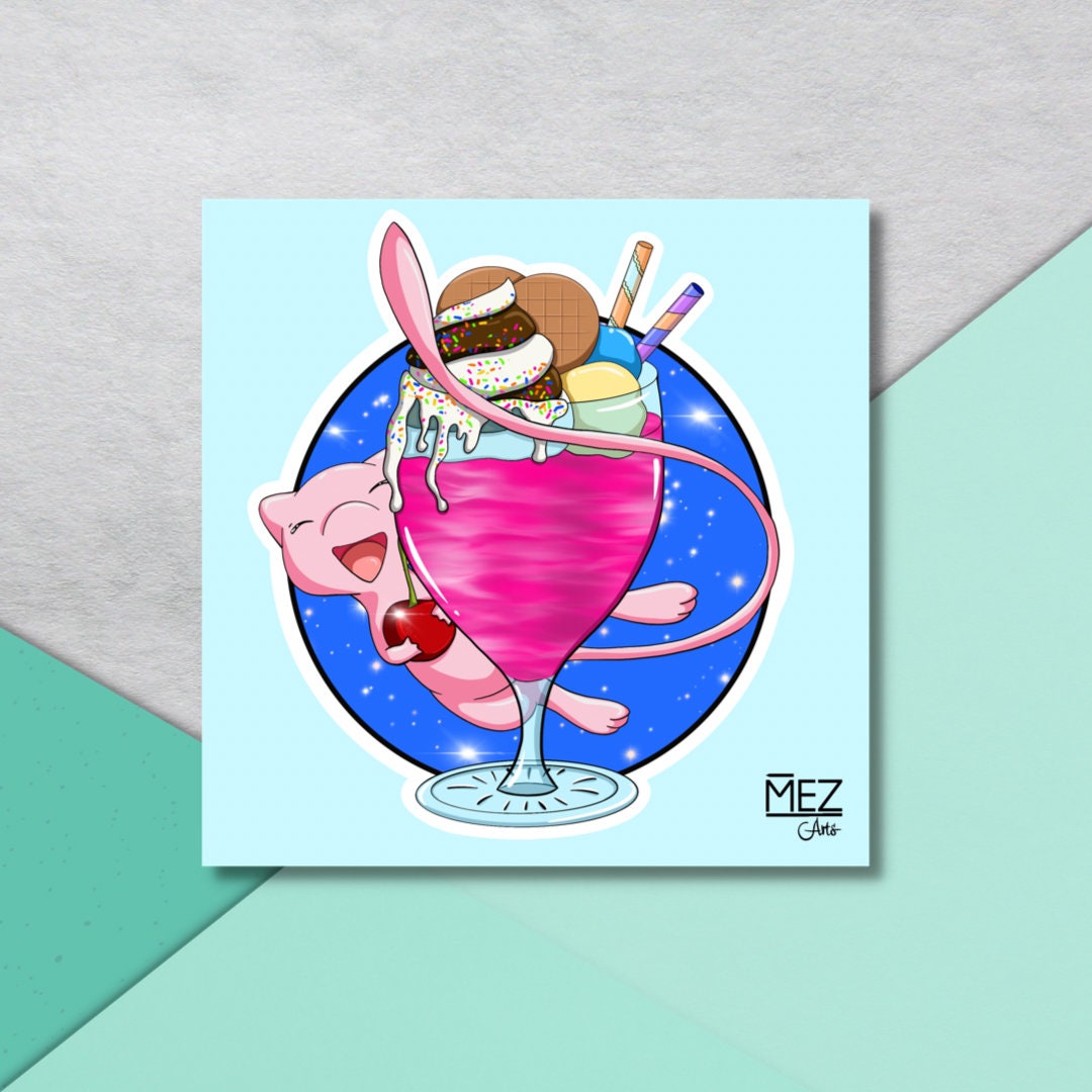 Mew With Milkshake Pokemon Art Print - Etsy