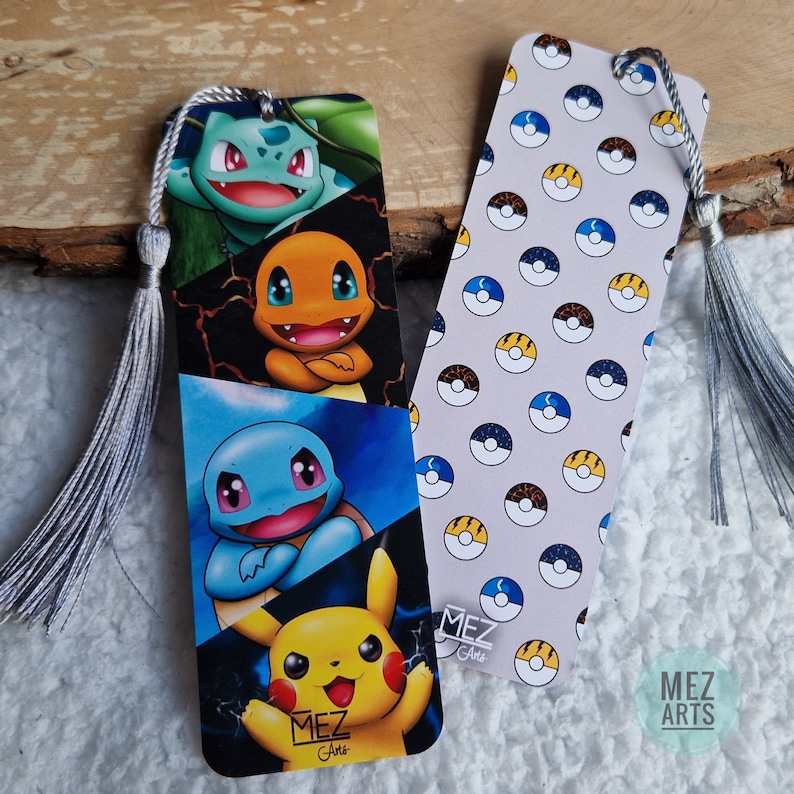 Bulbasaur, Charmander, Squirtle and Pikachu Bookmark | Starter - Etsy