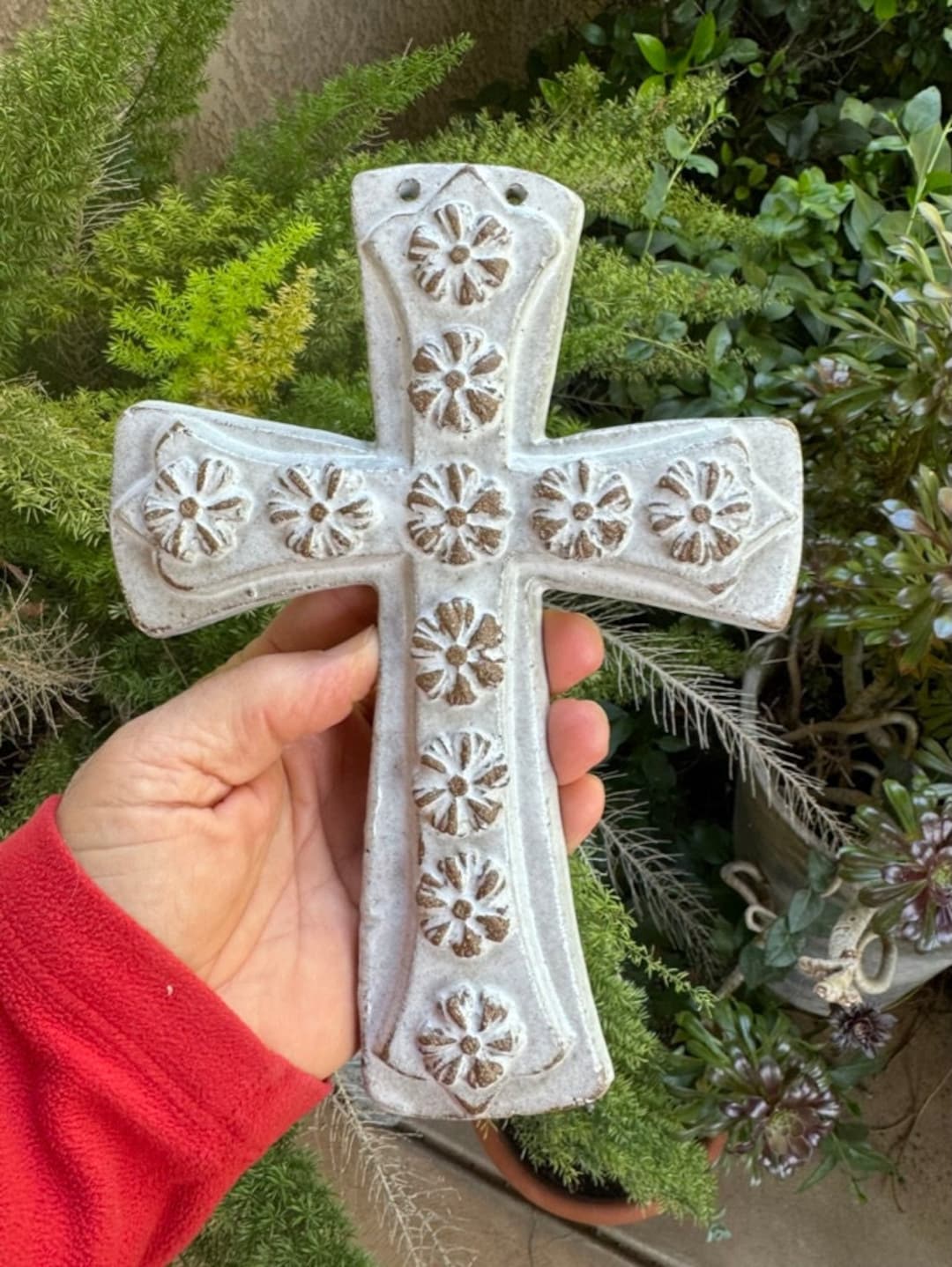 Ceramic Cross With Shear Gift Bag, Beautiful, Home Decor, Handmade ...