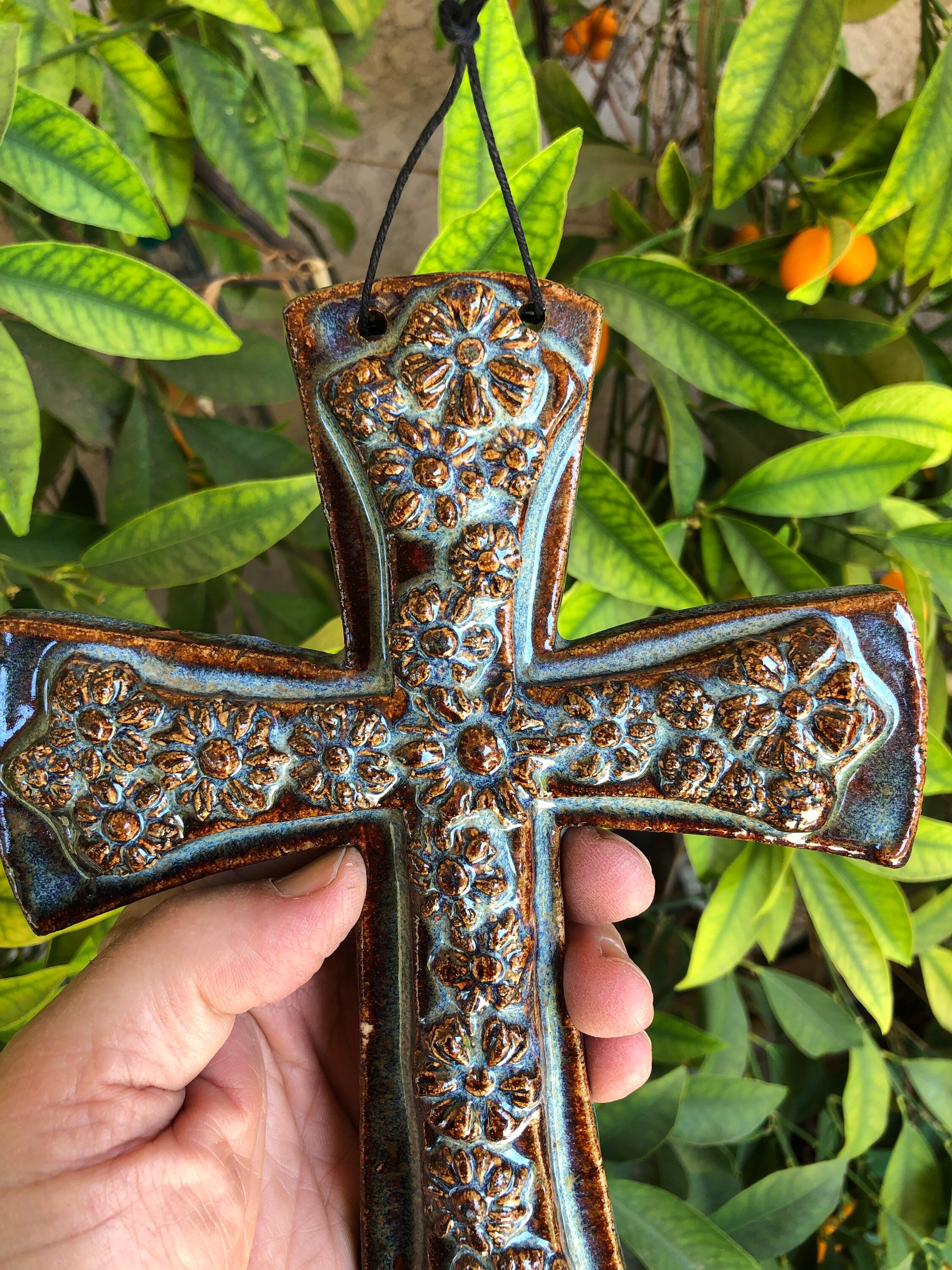 Ceramic Cross with a sheer gift bag Beautiful Home Decor | Etsy