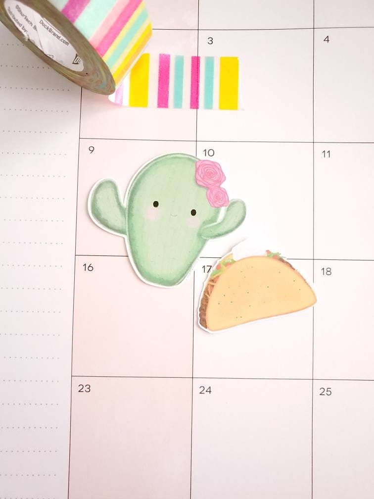 Nopal and Taco Stickers Cactus Nopal Planner Agenda - Etsy