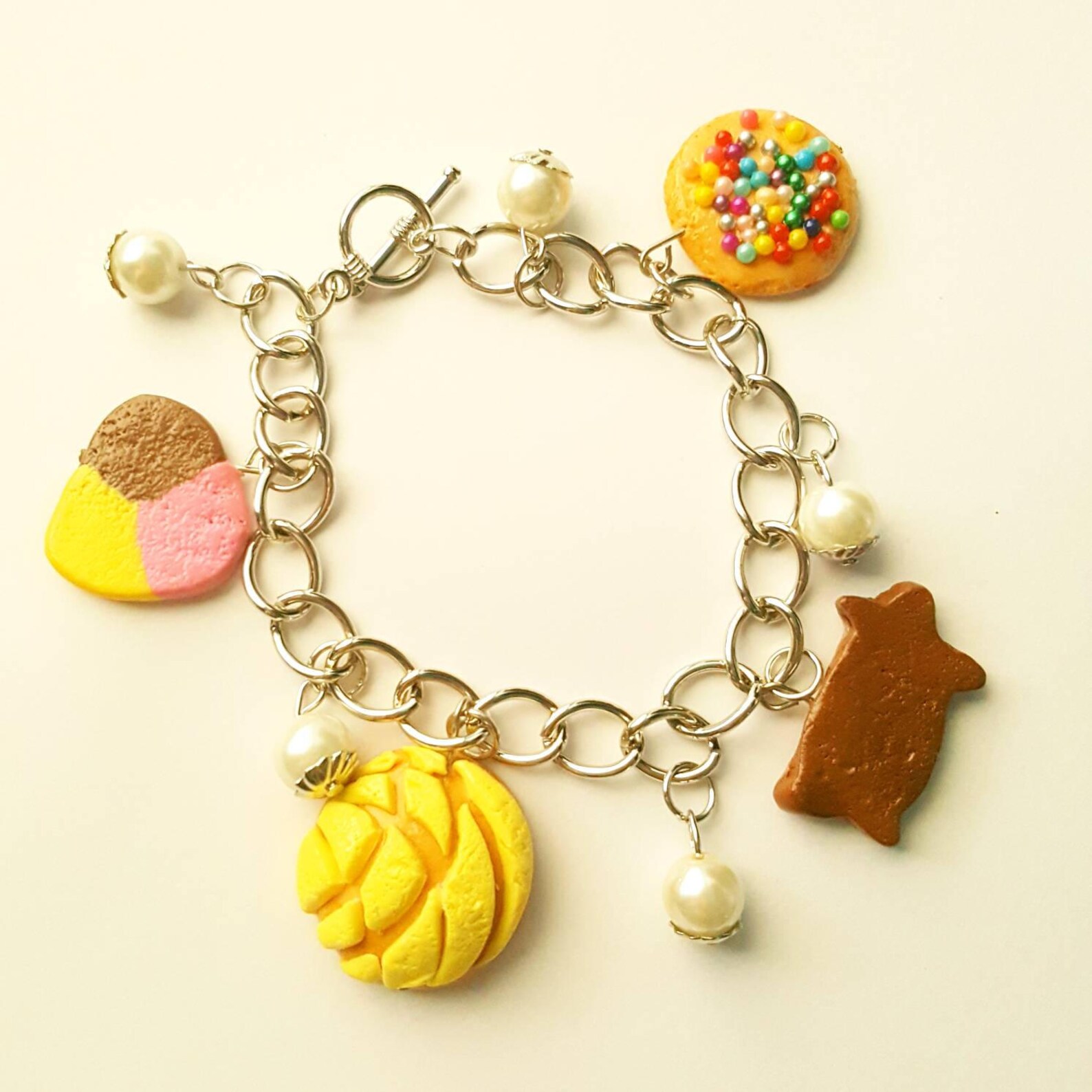 Pan Dulce Charm Bracelet, Clay Charm, Miniature Food, Dollhouse ...