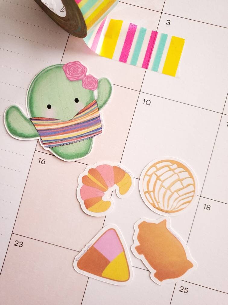 Pan Dulce Stickers, Cactus, Nopal, Planner, Agenda, Concha, Polvoron ...